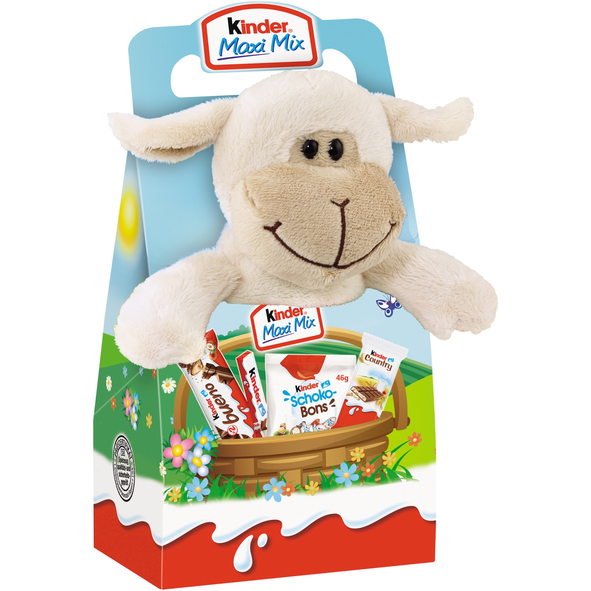 Pachet selectie de ciocolata Kinder Maxi Mix Easter cu jucarie de plus ...