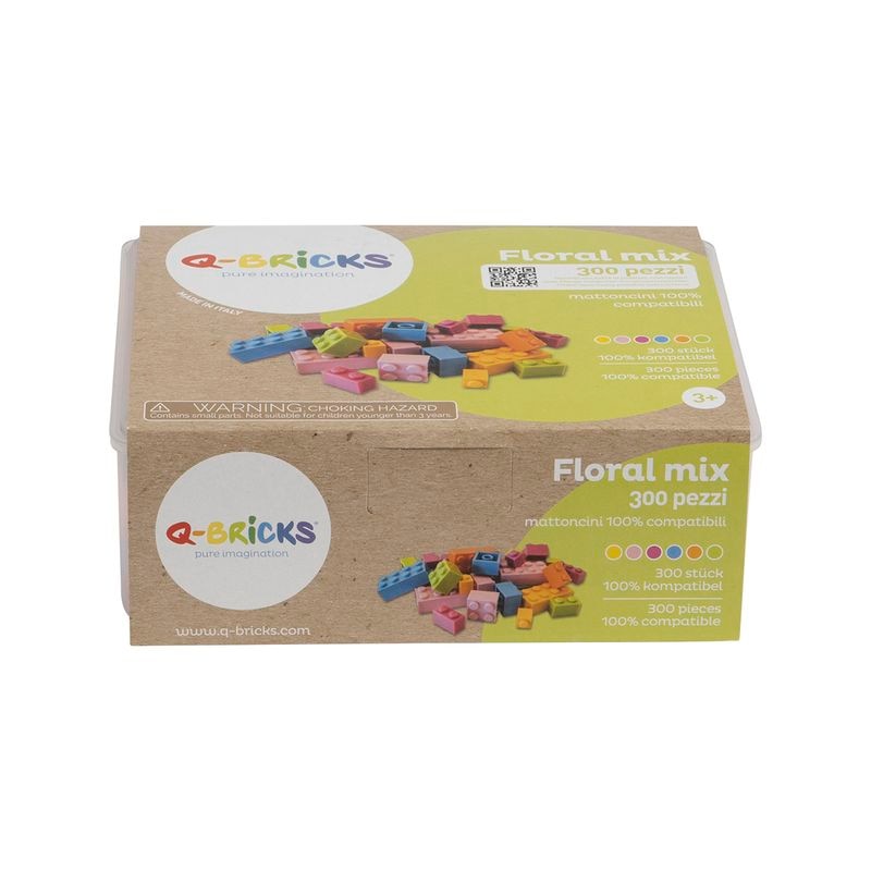 Set de constructie Q-Bricks, Mix floral, 300 piese, Multicolor - eMAG.ro