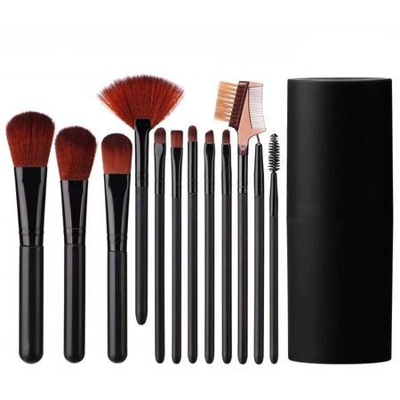 Set 12 Pensule Makeup Cu Suport Negru - MAK07 - eMAG.ro