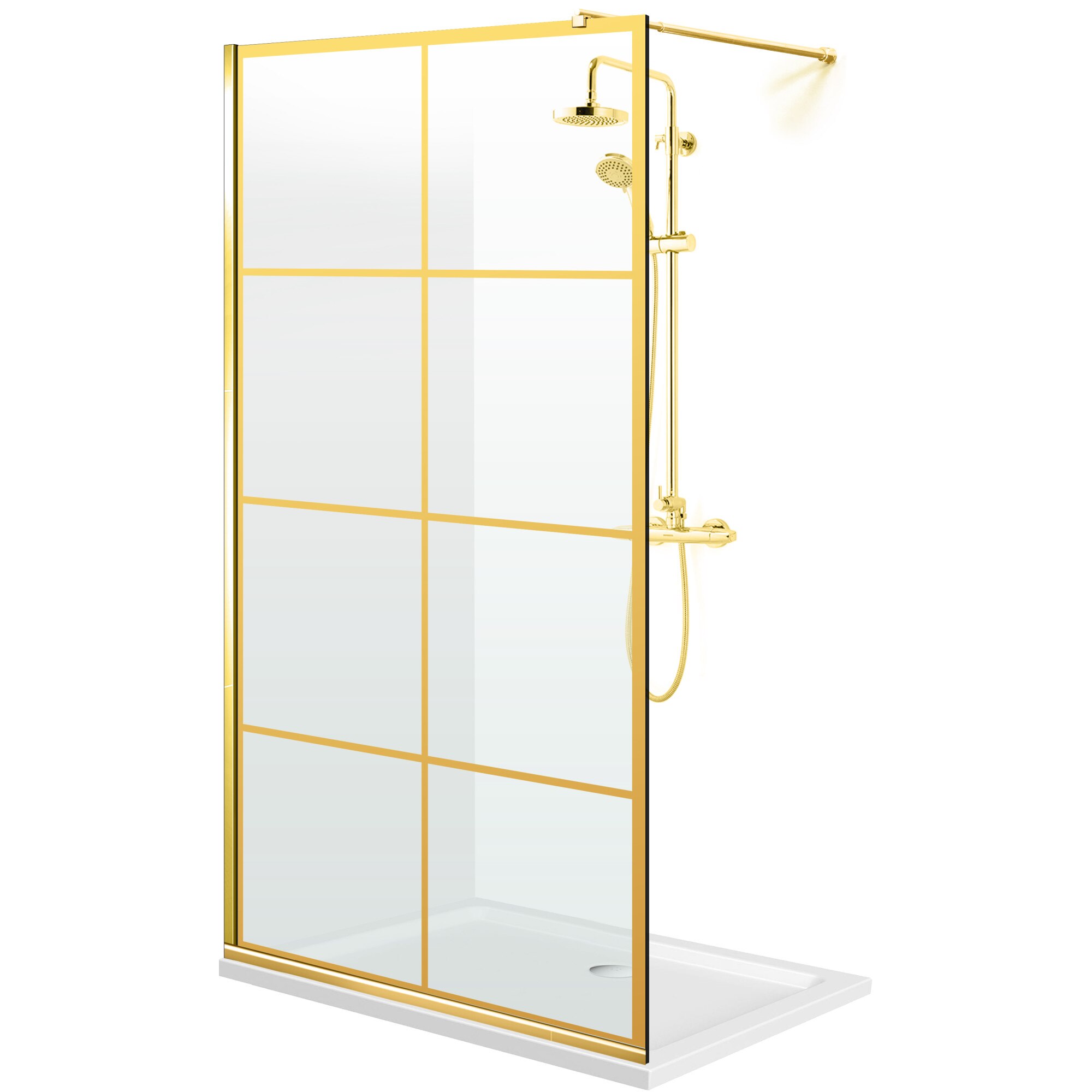 Paravan dus walk-in 120x195 cm AQUA CLASS GOLD, model mode sticla clara ...
