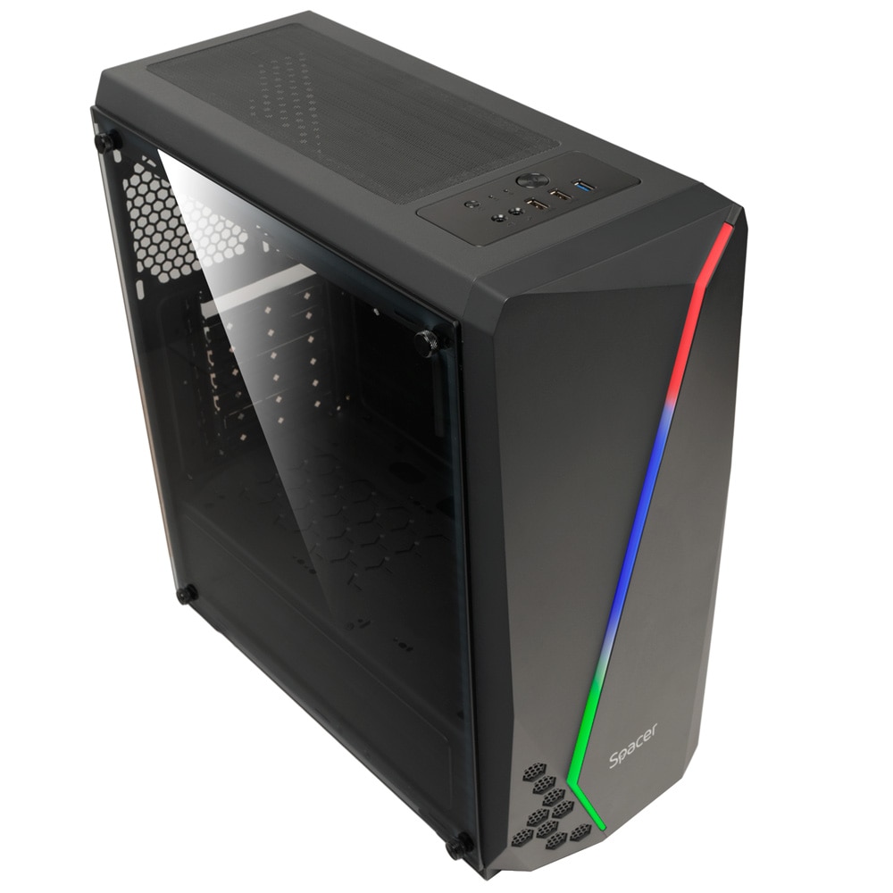 Компютърна Кутия за компютър SPACER FLASH, Mid-Tower, Без захранващ ...