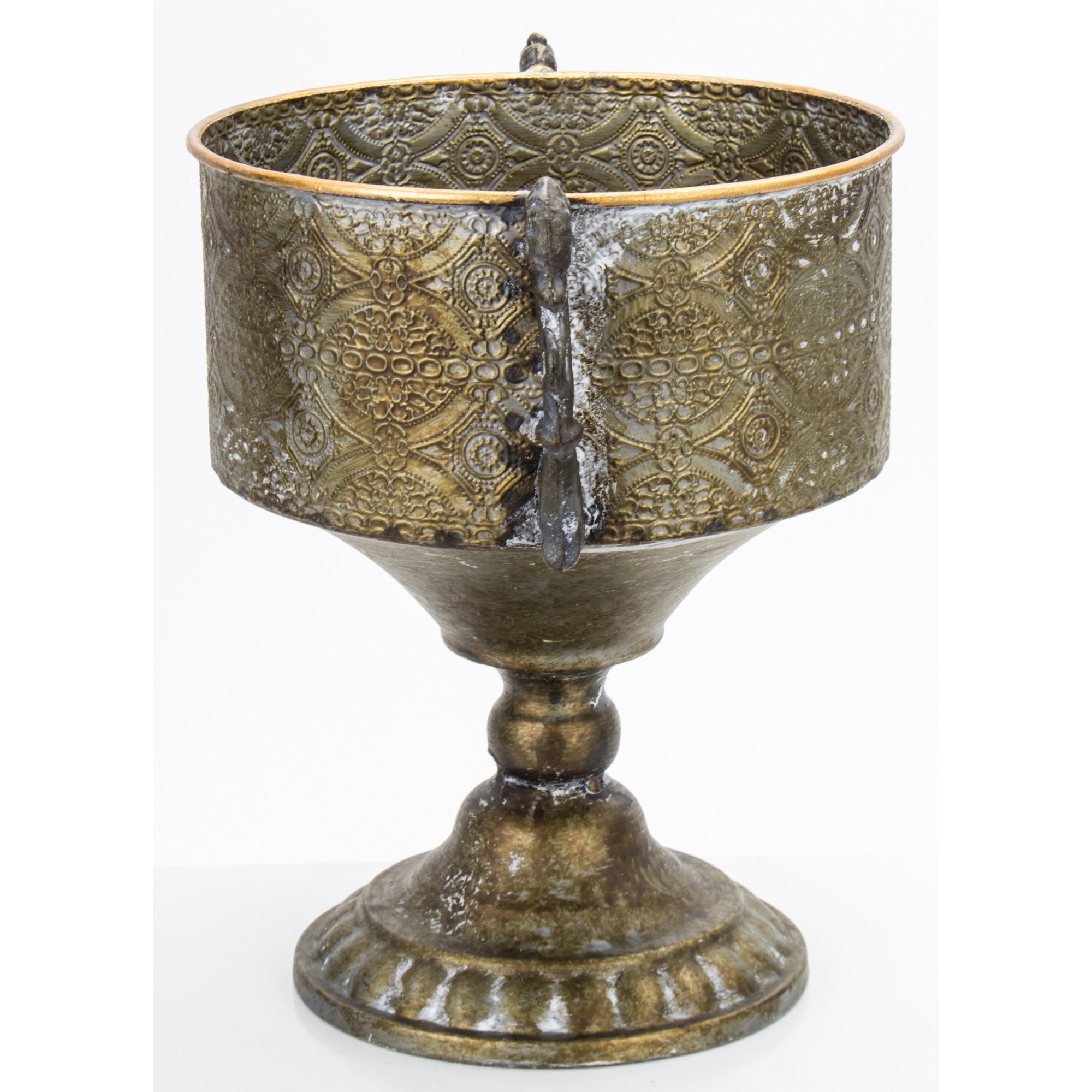 Pocal metalic, auriu antichizat, 26x28x20,5 cm - eMAG.ro