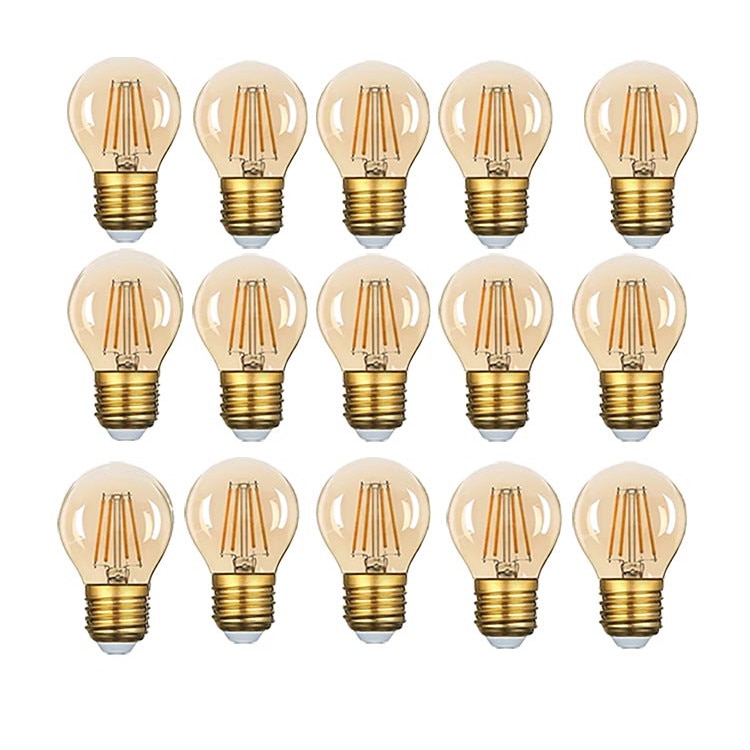 Set 15 Bec LED vintage E27 Filament G45 2W lumina cald - eMAG.ro