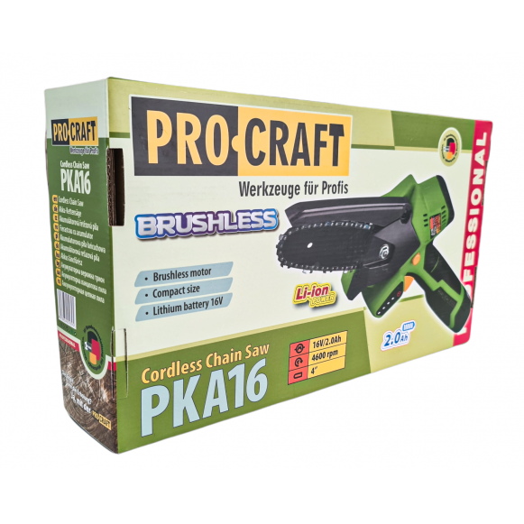 Електрически ръчен трион ProCraft PKA16/NM 10081, 16V, 2Ah, 4600 оборота, Безчетков, Зелен - eMAG.bg