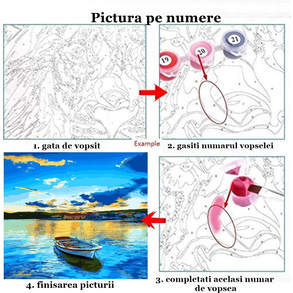 Set pictura pe numere corabie 40x50cm din panza de bumbac fara rama ...