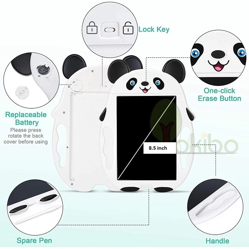 Tableta grafica LCD Urs Panda pentru notite si desene cu stergere ...