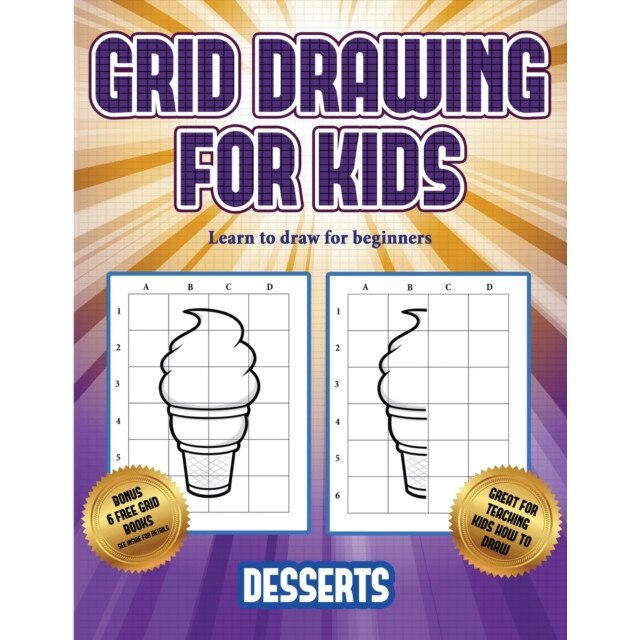 Learn to draw for beginners (Grid drawing for kids - Desserts): This ...