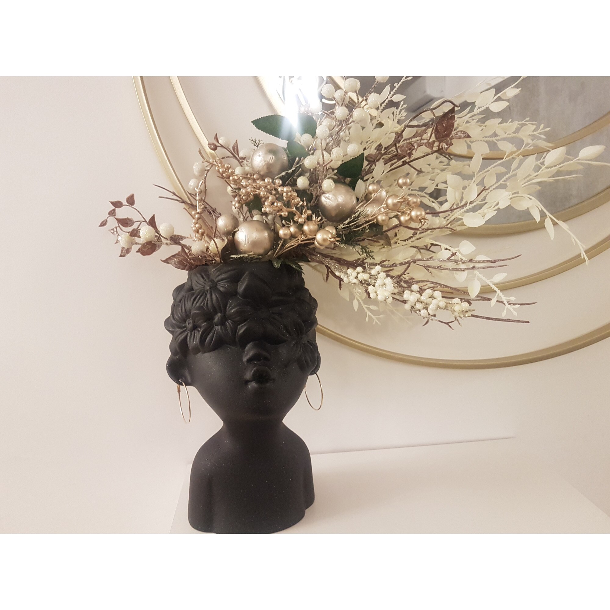 Vaza decorativa, Didy, forma de cap, din ceramica, 30 cm - eMAG.ro