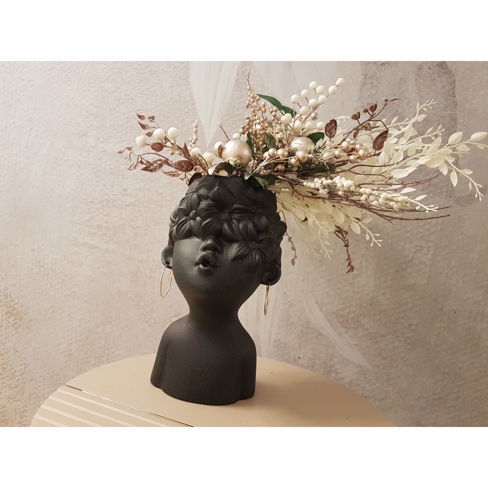 Vaza decorativa, Didy, forma de cap, din ceramica, 30 cm - eMAG.ro