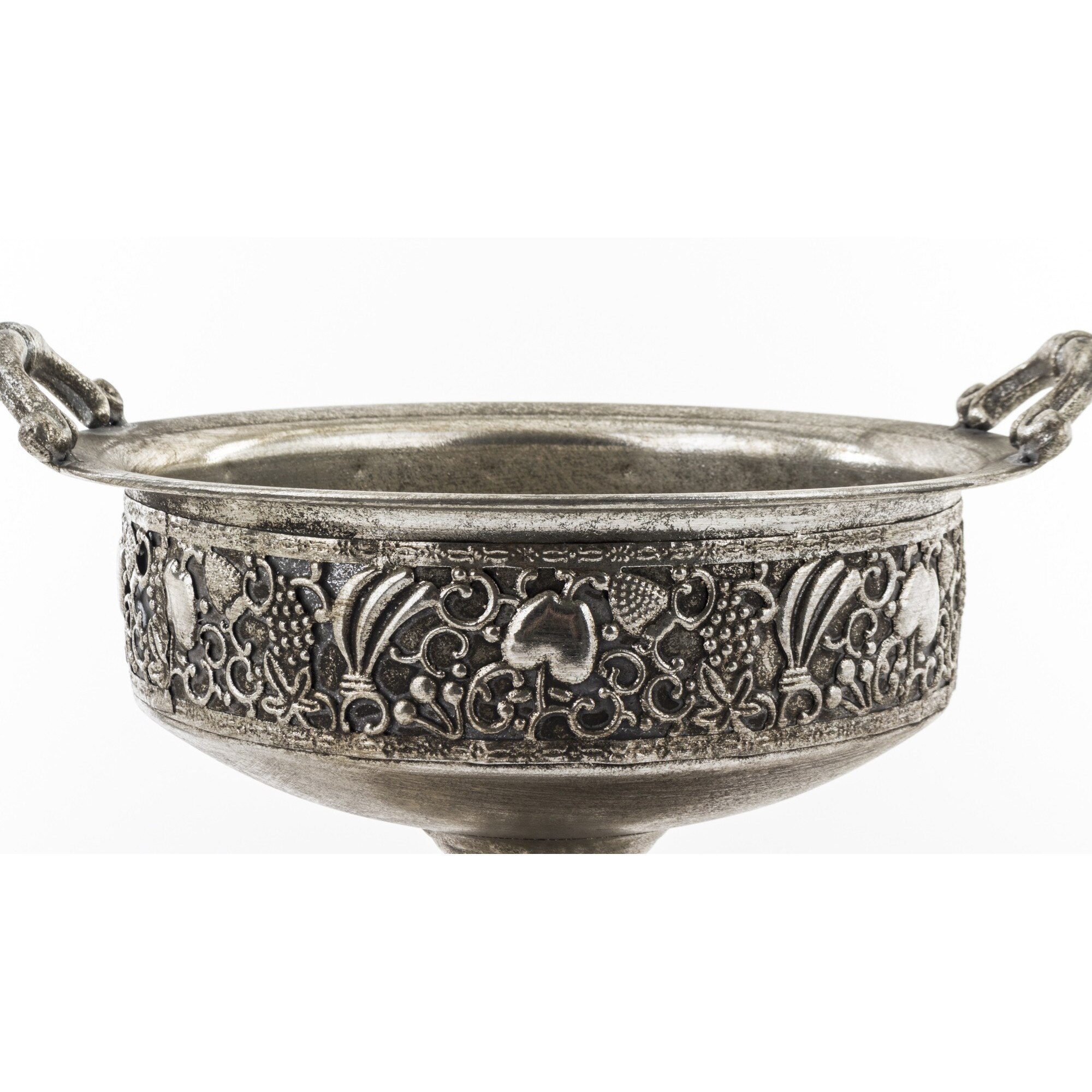 Pocal metalic, argintiu antichizat, 31x35x30,5 cm - eMAG.ro