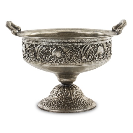 Pocal metalic, argintiu antichizat, 31x35x30,5 cm - eMAG.ro