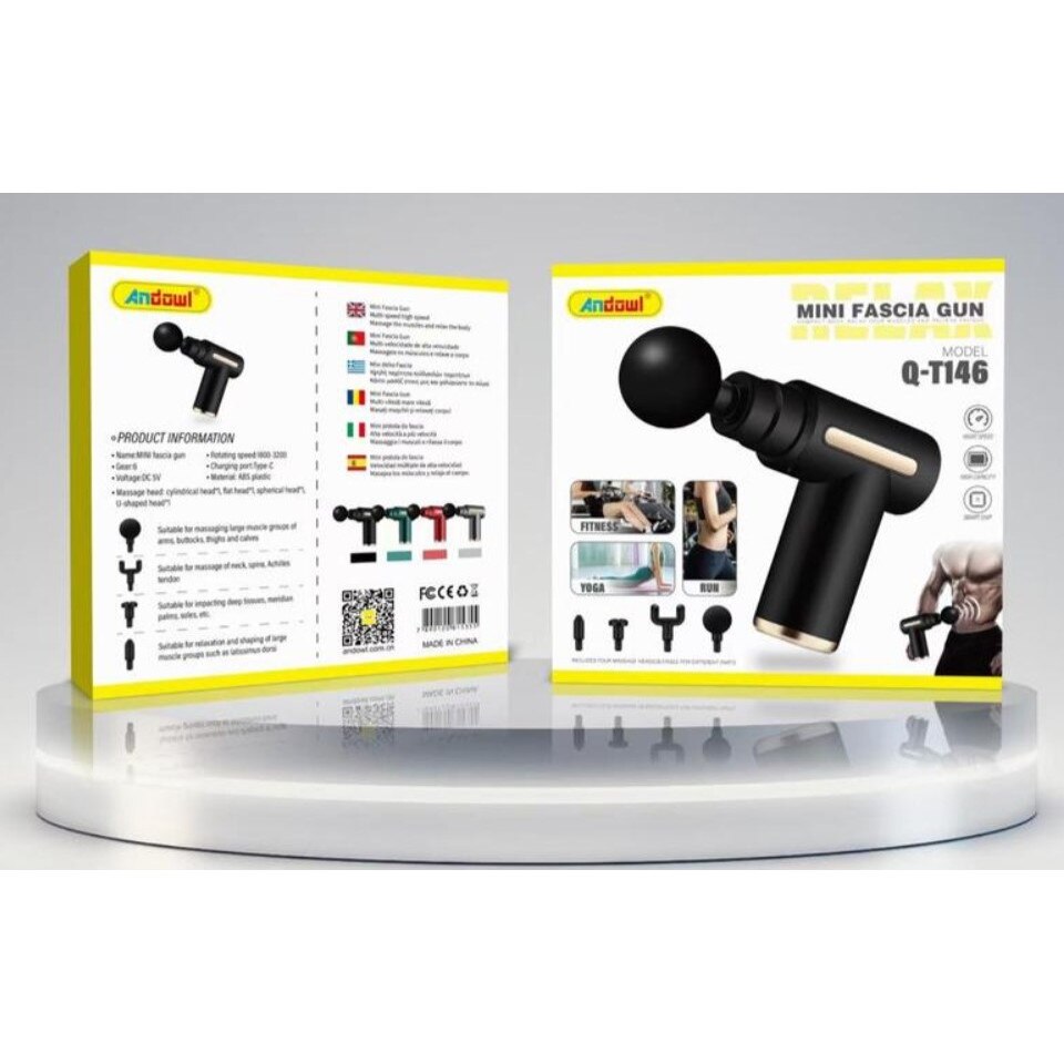 Aparat de masaj Gun Andowl Q-T146, Vibromasaj, 4 capete ...