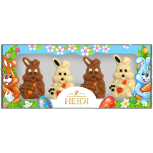 Figurine din ciocolata lapte si alba cu umplutura de praline Heidi ...