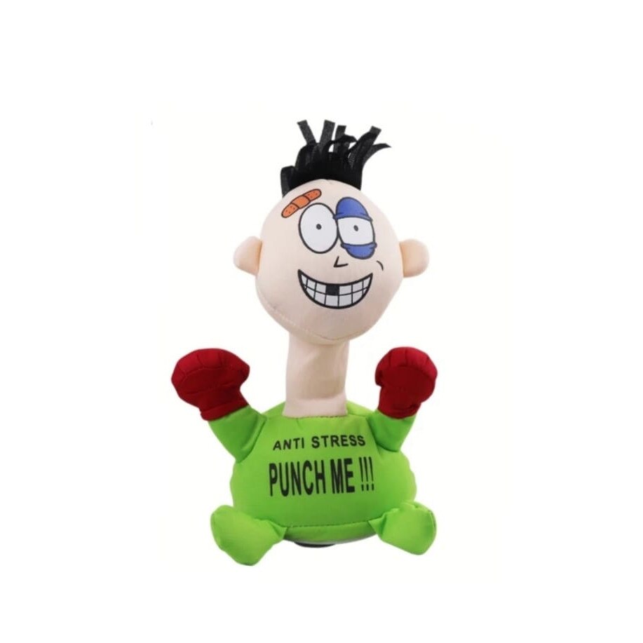 Jucarie interactiva antistres, Punch Me Doll, verde, 25 cm - eMAG.ro