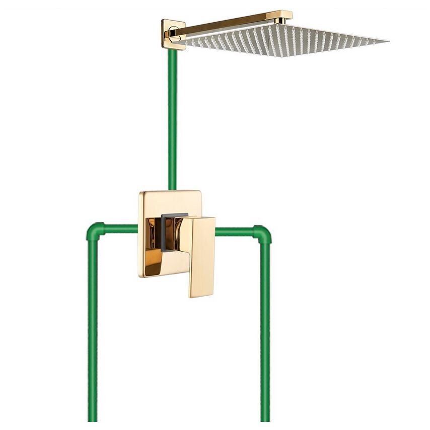 Set de dus Auriu, AquaSpa, Robinet de dus cu efect de ploaie, Palarie ...