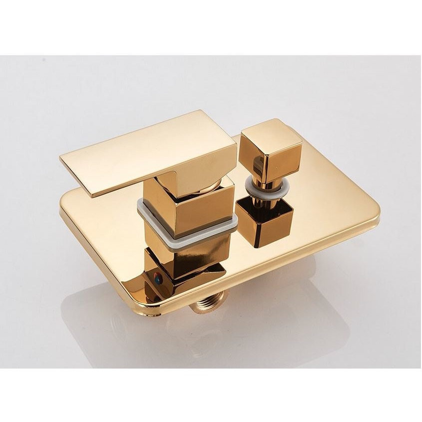 Set de dus Auriu, AquaSpa, Robinet de dus cu efect de ploaie, Palarie ...