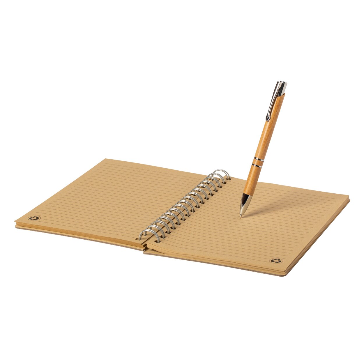 Carnetel spiralat A5 cu coperta din bambus. Pix din bambus cu mina ...