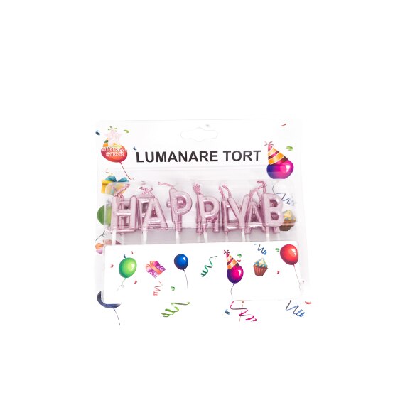 Set 13 Lumanari Tort, Happy Birthday, Roz - eMAG.ro