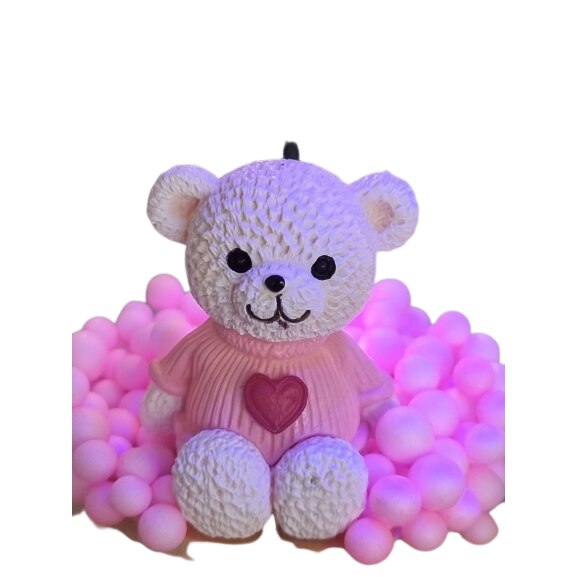 Decoratiune Ursulet si inimioara, cu luminite, sub cupola de sticla ...