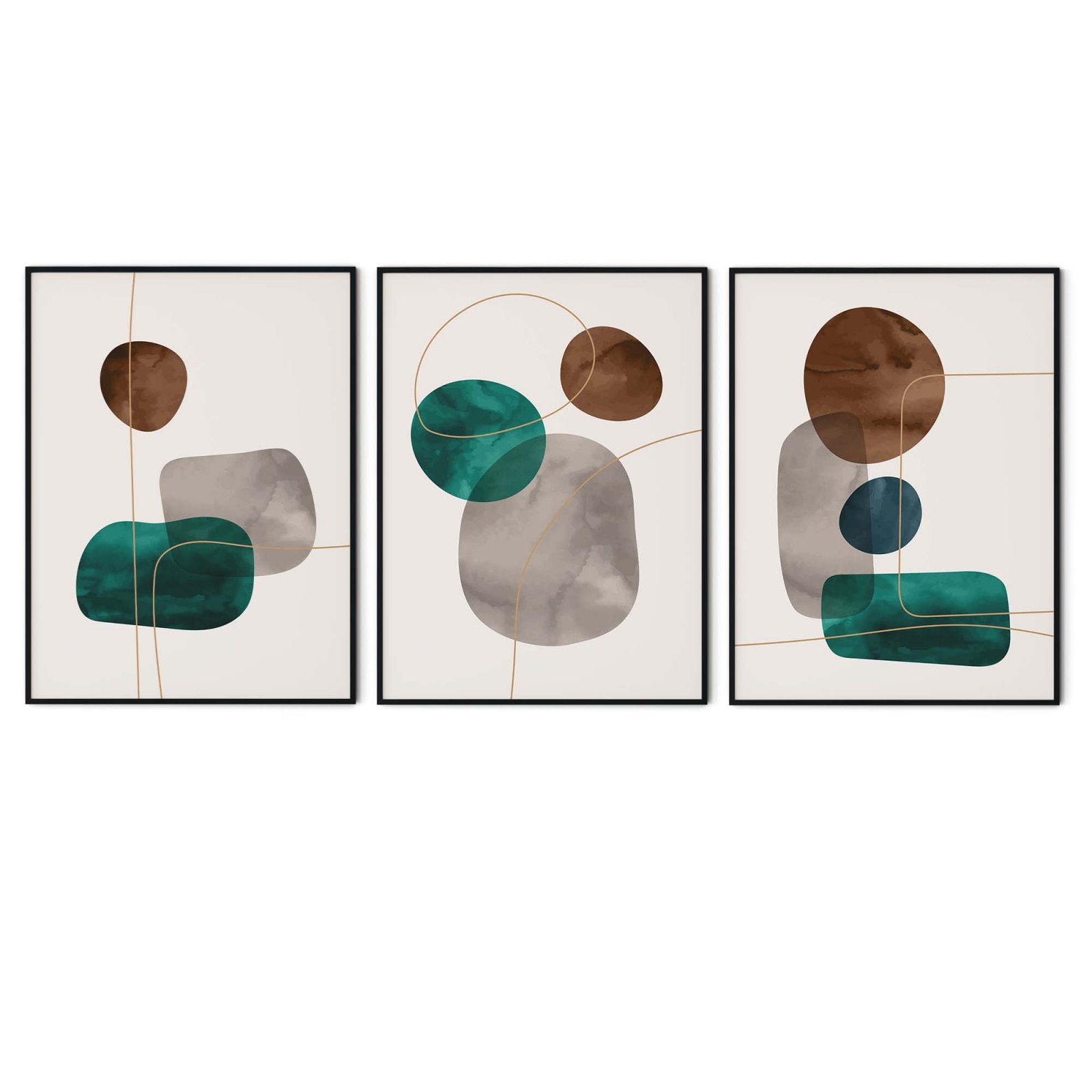 Set 3 tablouri, Intaglio, Stil Abstracte, print pe hartie foto Fine Art ...