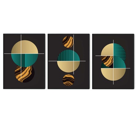 Set 3 tablouri, Intaglio, Stil Abstracte, fara rama, print pe hartie ...