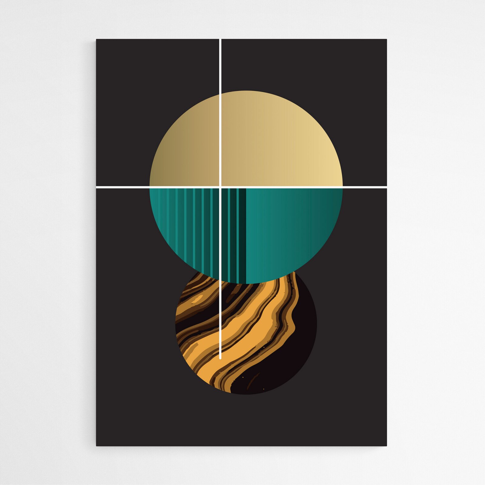 Set 3 tablouri, Intaglio, Stil Abstracte, fara rama, print pe hartie ...