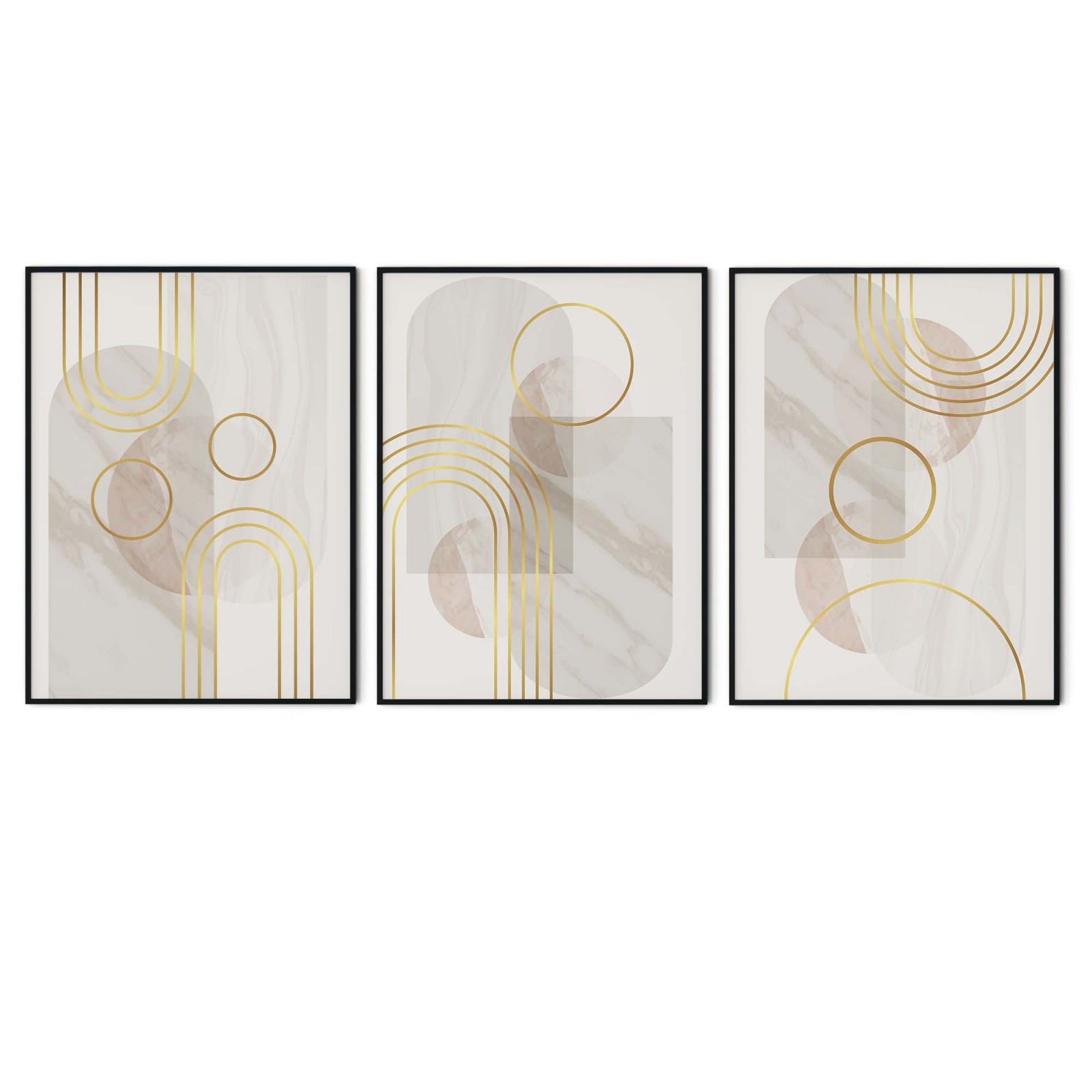 Set 3 tablouri, Intaglio, Stil Abstracte, fara rama, print pe hartie ...