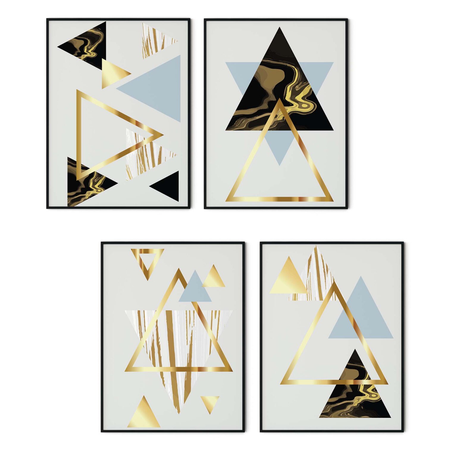 Set 4 tablouri, Intaglio, Stil Abstracte, fara rama, print pe hartie ...