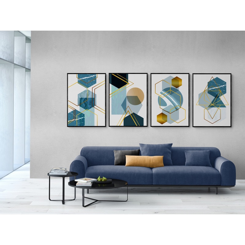 Set 4 tablouri, Intaglio, Stil Abstracte, fara rama, print pe hartie ...