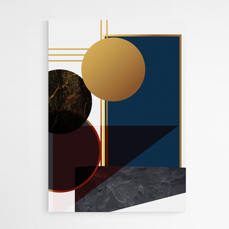 Set 3 tablouri, Intaglio, Abstracte. color, fara rama, print pe hartie ...