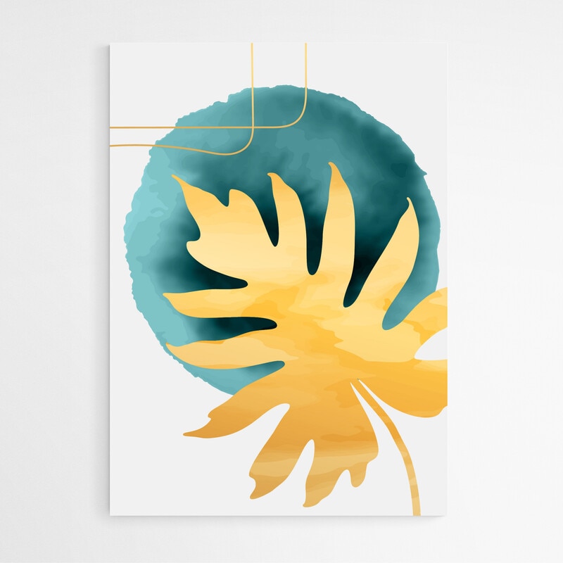 Set 3 tablouri, Intaglio, Abstracte, Albastru turcoaz, fara rama, print ...