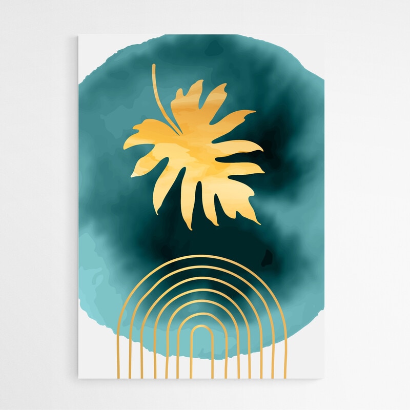 Set 3 tablouri, Intaglio, Abstracte, Albastru turcoaz, fara rama, print ...