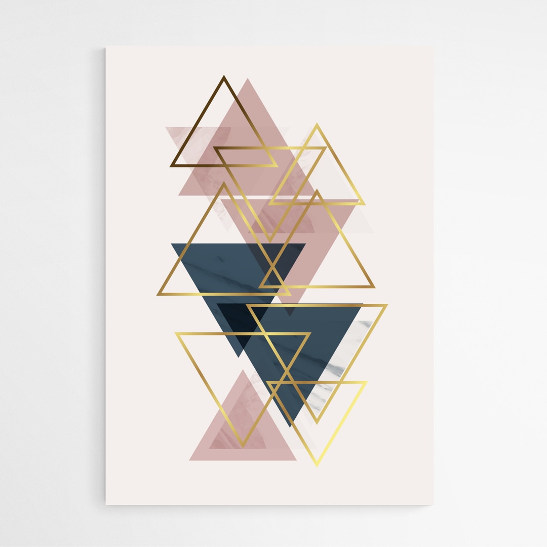 Set 3 tablouri, Intaglio, Abstracte, Roz pal, fara rama, print pe ...