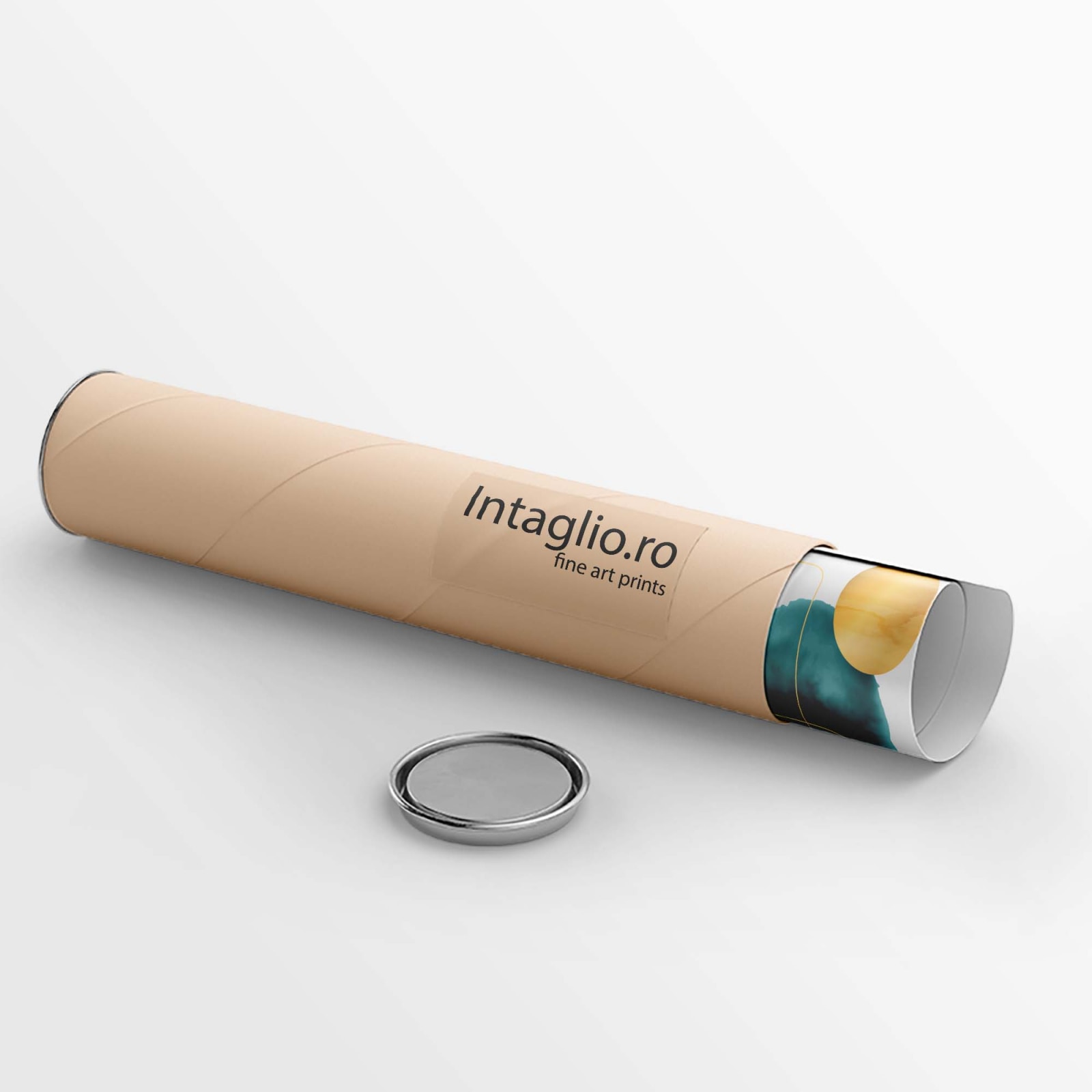 Set 3 tablouri, Intaglio, Abstracte, Albastru turcoaz, fara rama, print ...