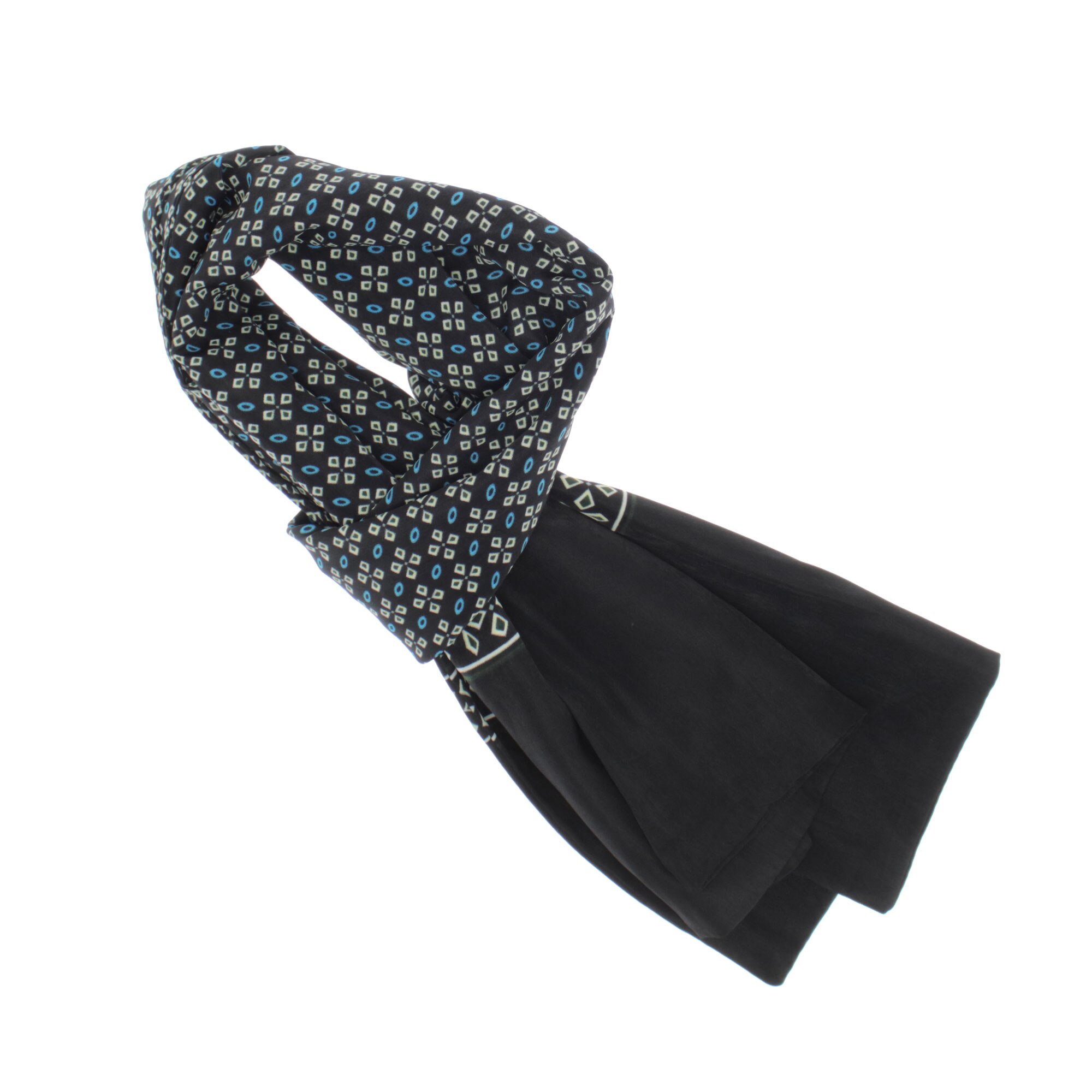 Esarfa barbati, din poliester, Negru cu model stilizat, 25x120 cm ...