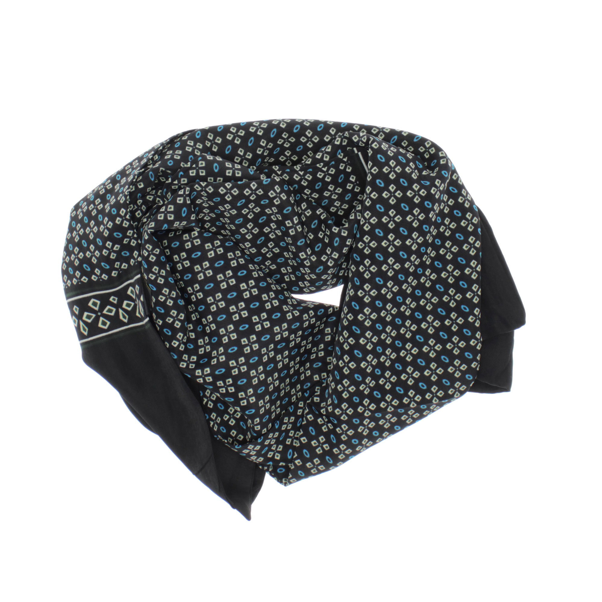 Esarfa barbati, din poliester, Negru cu model stilizat, 25x120 cm ...