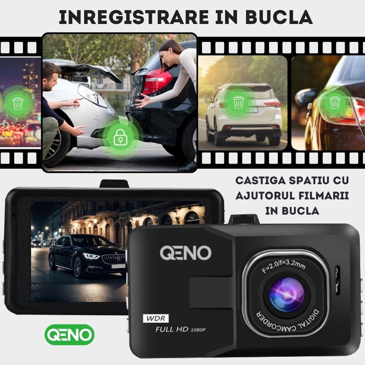 Camera Auto DVR Qeno® OneView, Camera Video De Bord, Dashcam ...