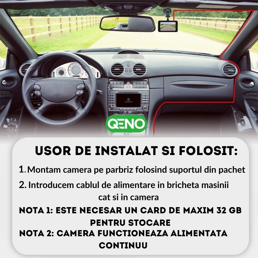 Camera Auto DVR Qeno® OneView, Camera Video De Bord, Dashcam ...