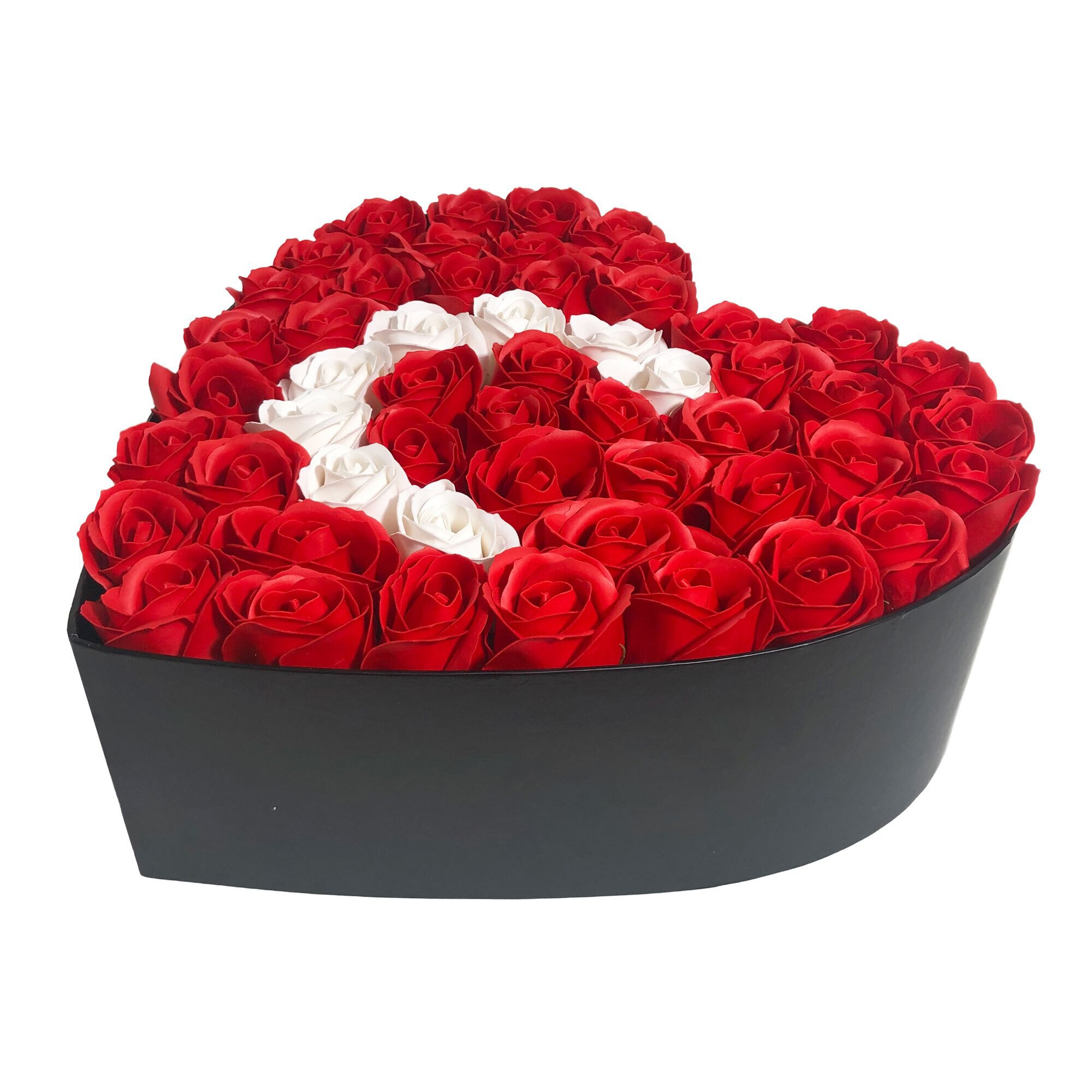 Aranjament Floral Personalizat cu Litera C Deliny®, Cutie Inima Neagra ...