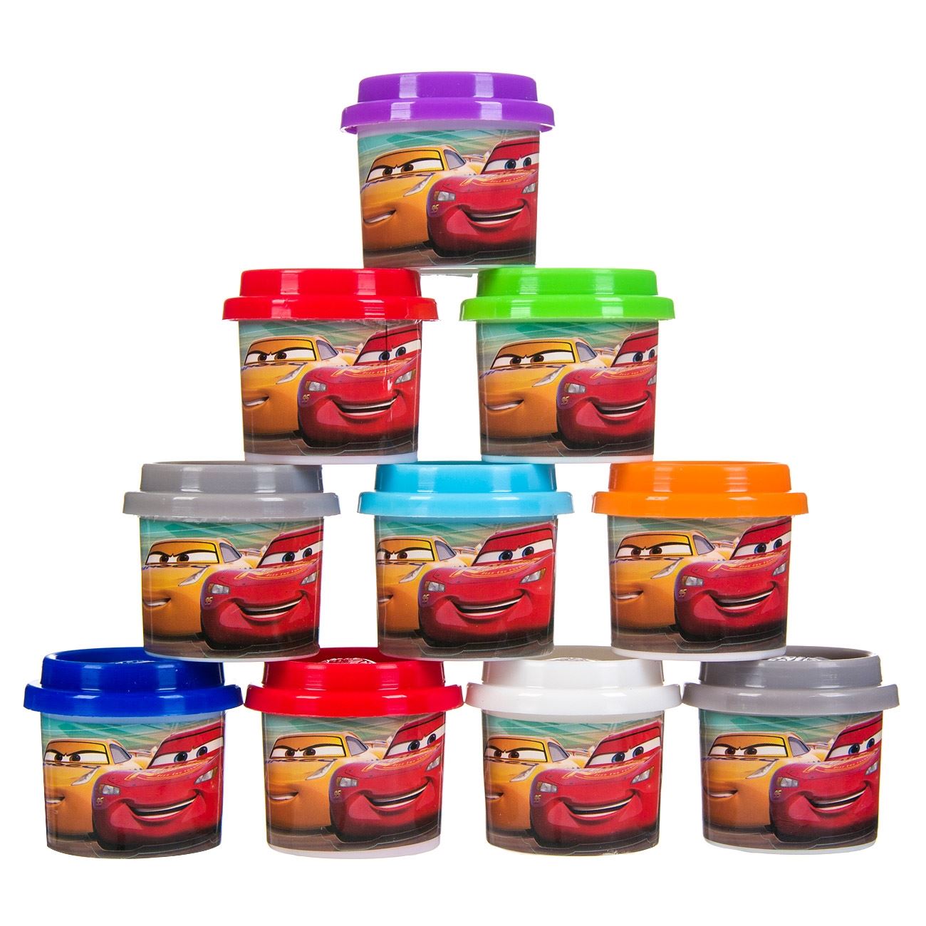 Set plastilina pentru copii cu desene, Cars, Multicolor, 10 buc - eMAG.ro