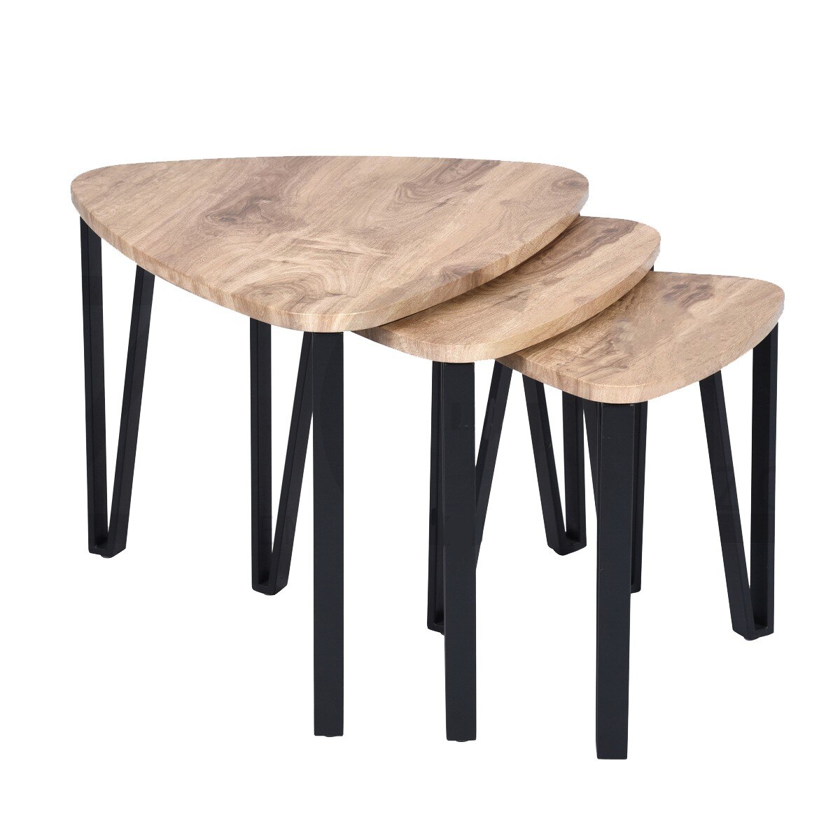 Set 3 masute living MMB ST28464M, maro si negru, 56 x 56 x 45 cm - eMAG.ro