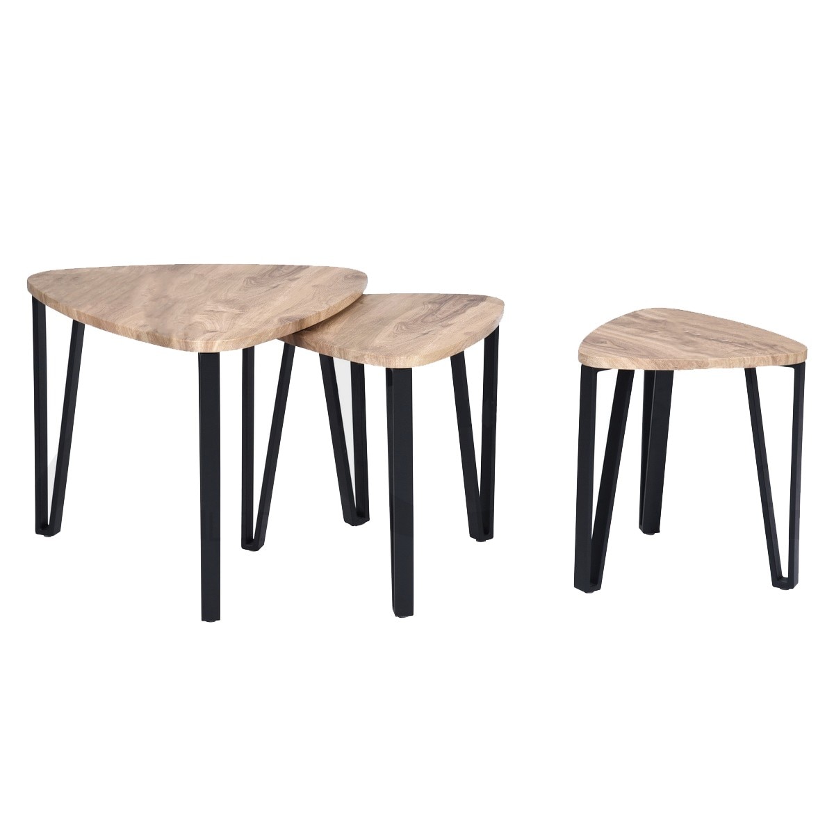 Set 3 masute living MMB ST28464M, maro si negru, 56 x 56 x 45 cm - eMAG.ro