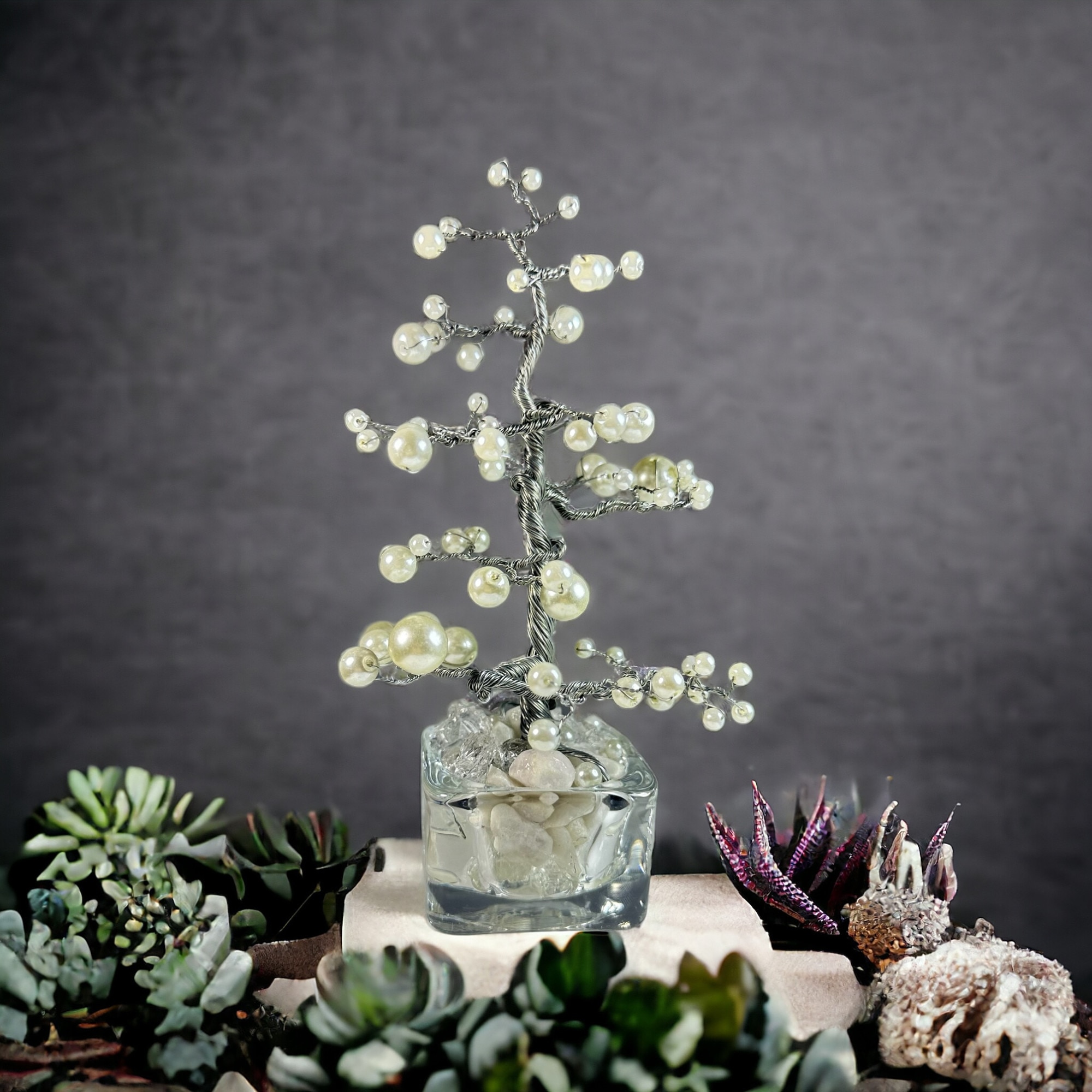 Copacel decorativ cu margele, Zen Art, Realizat Manual, 14 cm, Margele ...