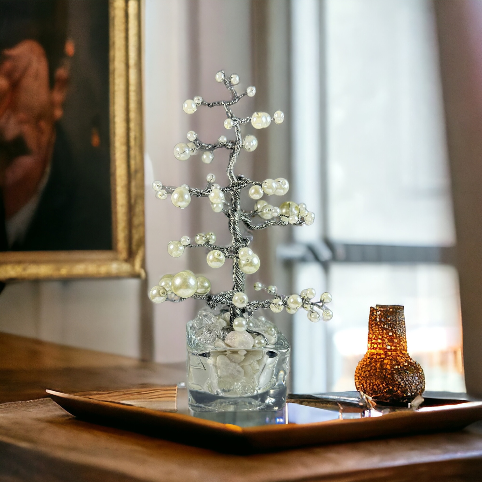 Copacel decorativ cu margele, Zen Art, Realizat Manual, 14 cm, Margele ...