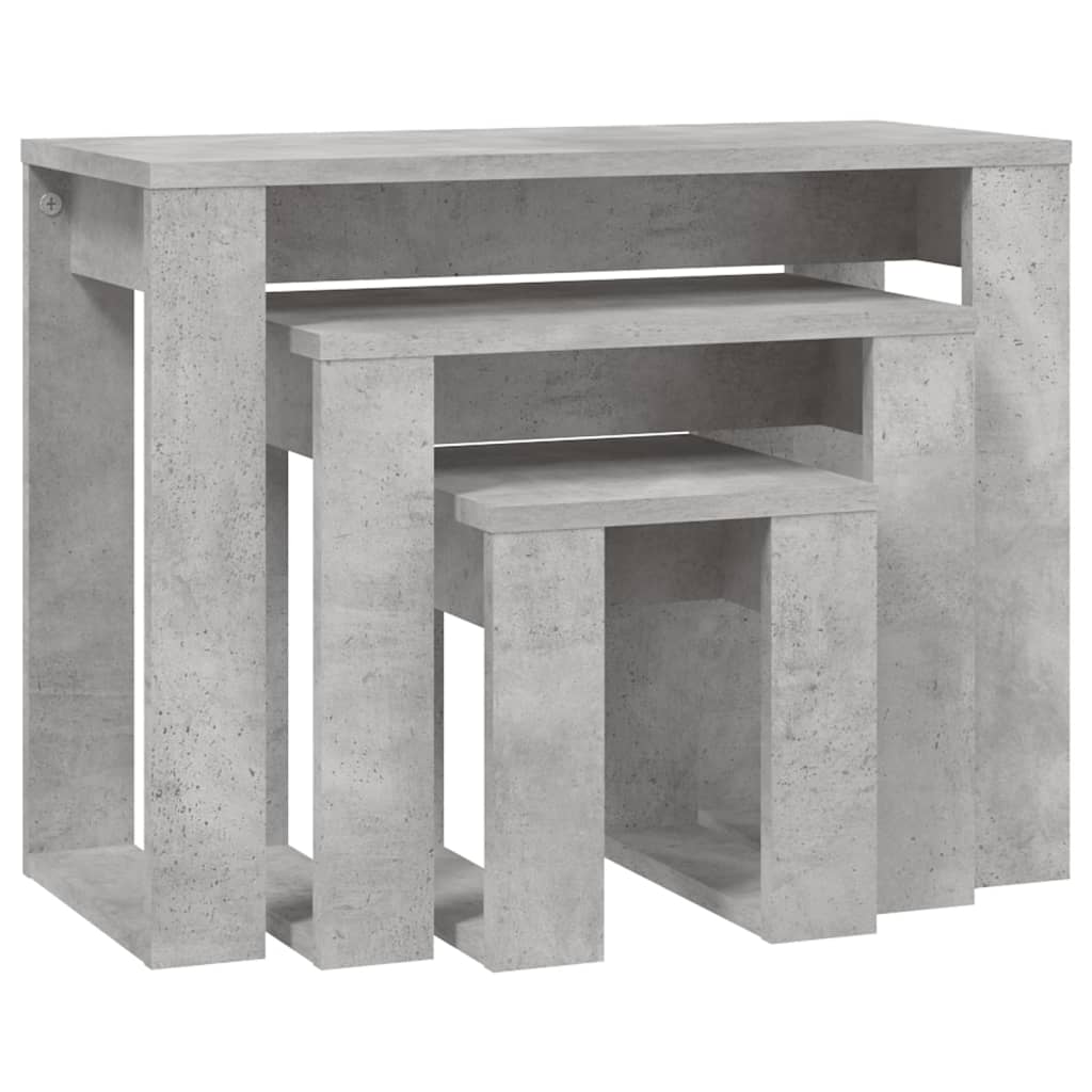 Mese suprapuse vidaXL, 3 buc., gri beton, lemn compozit, 9.75 kg - eMAG.ro