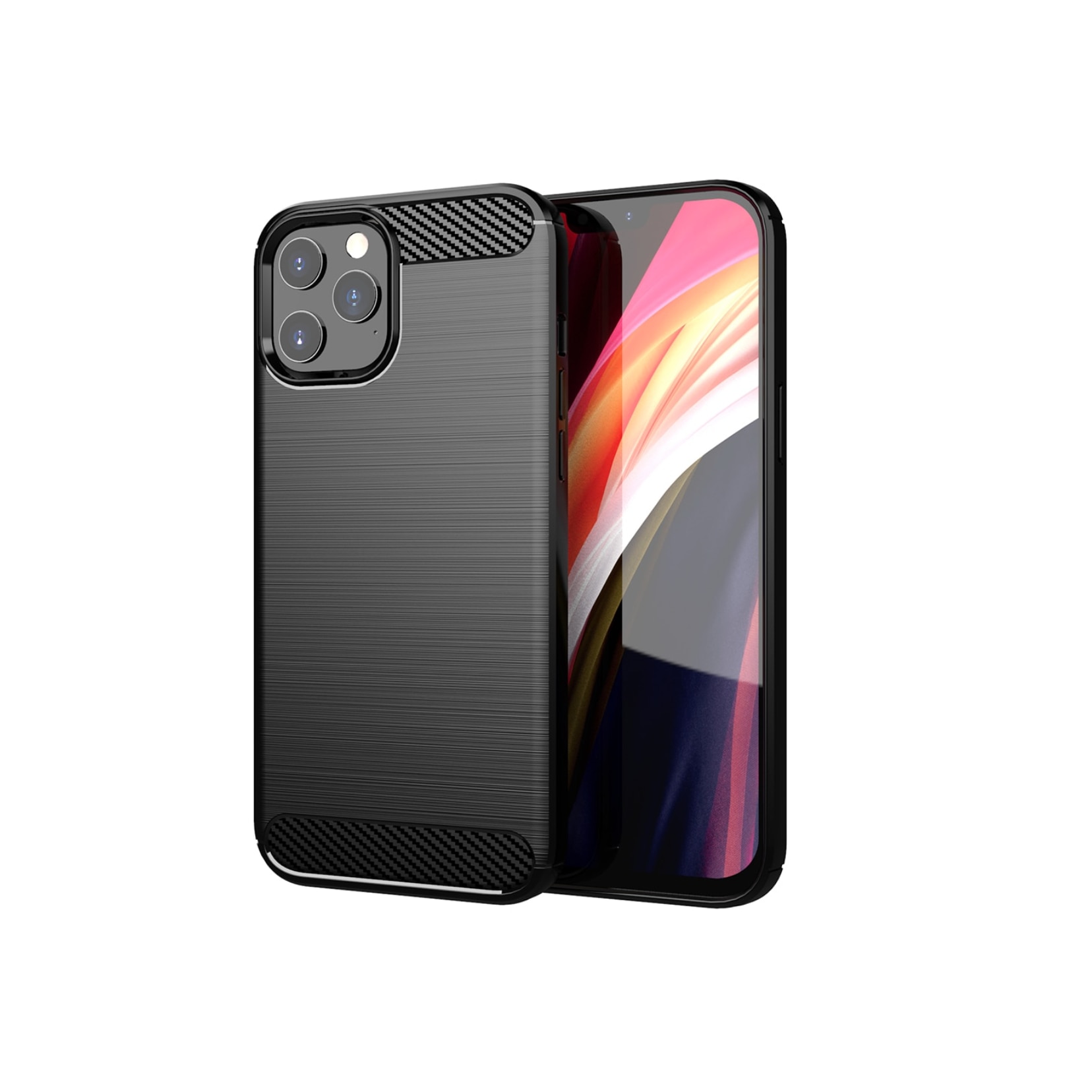 Husa de protectie cu insertii de carbon pentru iPhone 13 Pro, Negru ...