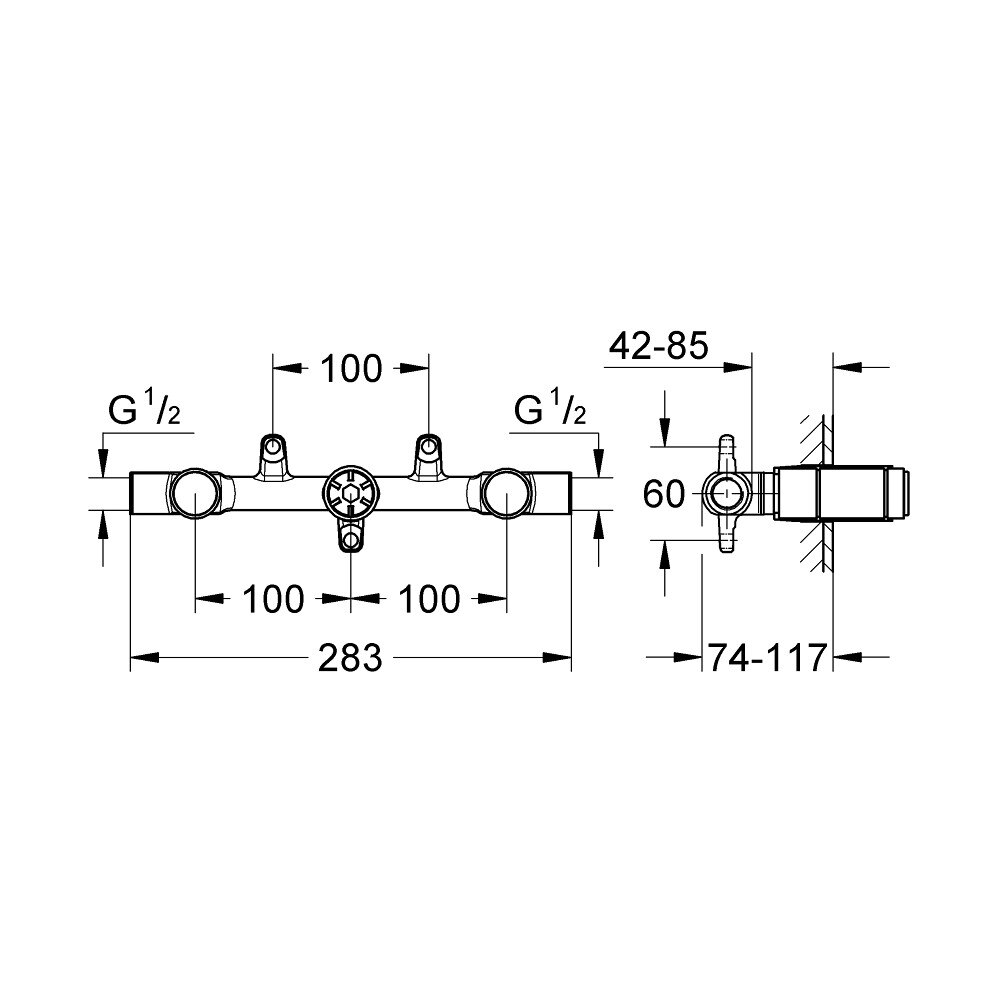 Тяло за вграждане Grohe 29025000, За тридупков смесител за умивалник ...