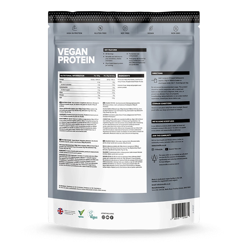 Proteine Vegetale Vivo Life Vegan Protein Fara Aroma 900g - eMAG.ro