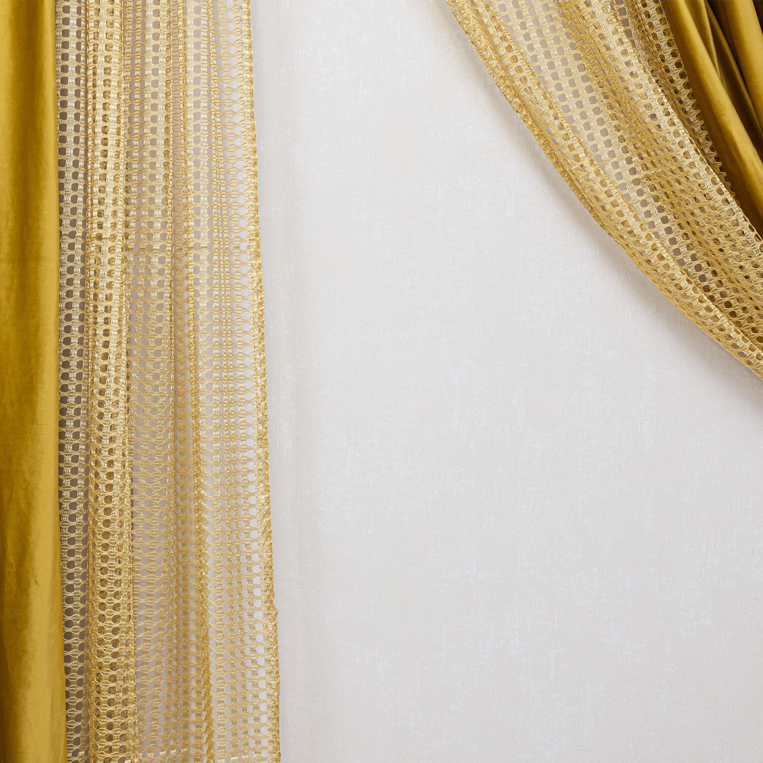 Set 4 piese, doua draperii Hiko Comfy mustar 2x200x245cm si doua ...