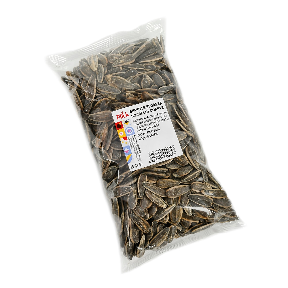 Seminte pestrite de floarea soarelui, prajite, cu sare, Plick, 200g ...